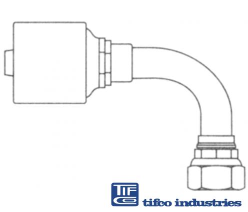 TIFCO Industries - Part#: 81406 - MegaCrimp Hose End, 6G-6FBSPORX90