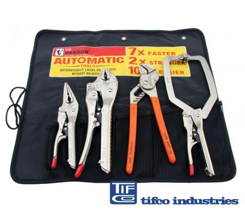 TIFCO Industries - Part#: 12072 - Self-Adj Locking Pliers Set, 4 Pc w ...