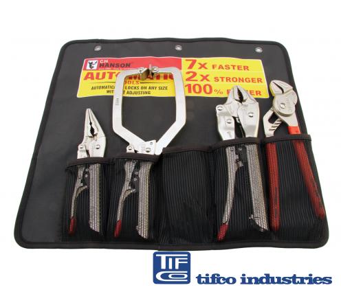 TIFCO Industries - Part#: 12072 - Self-Adj Locking Pliers Set, 4 Pc w ...