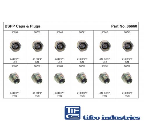 TIFCO Industries - Part#: 86660 - BSPP Cap & Plug Handy Pak, 1/4 - 1" BSPP